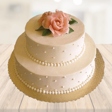Creamy Vanilla 2 Tier Cake | Buy Vanilla Two Tier Cake Online